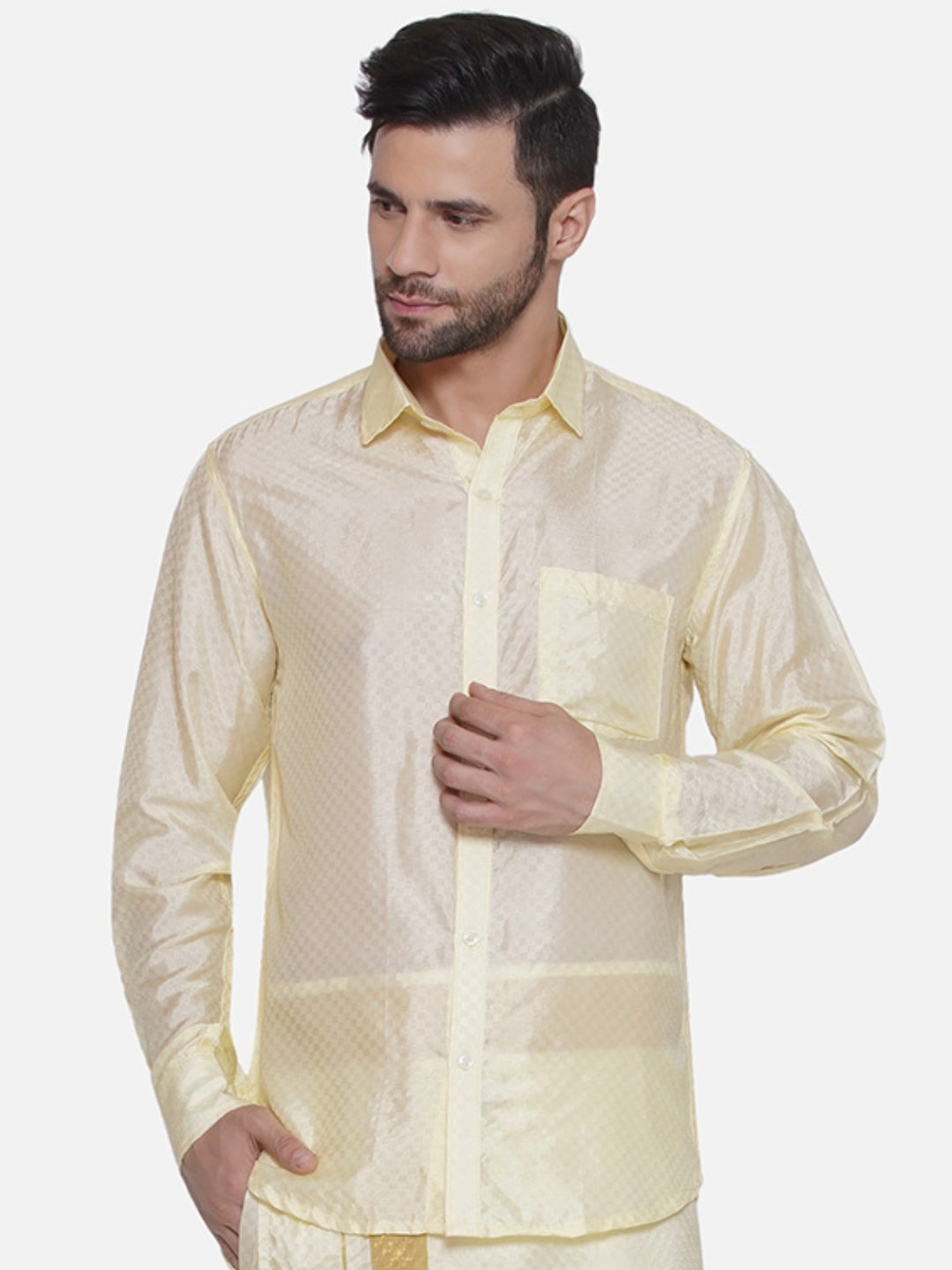 Sethukrishna Mens Solid Colour Self Design Shirt – SETHUKRISHNA