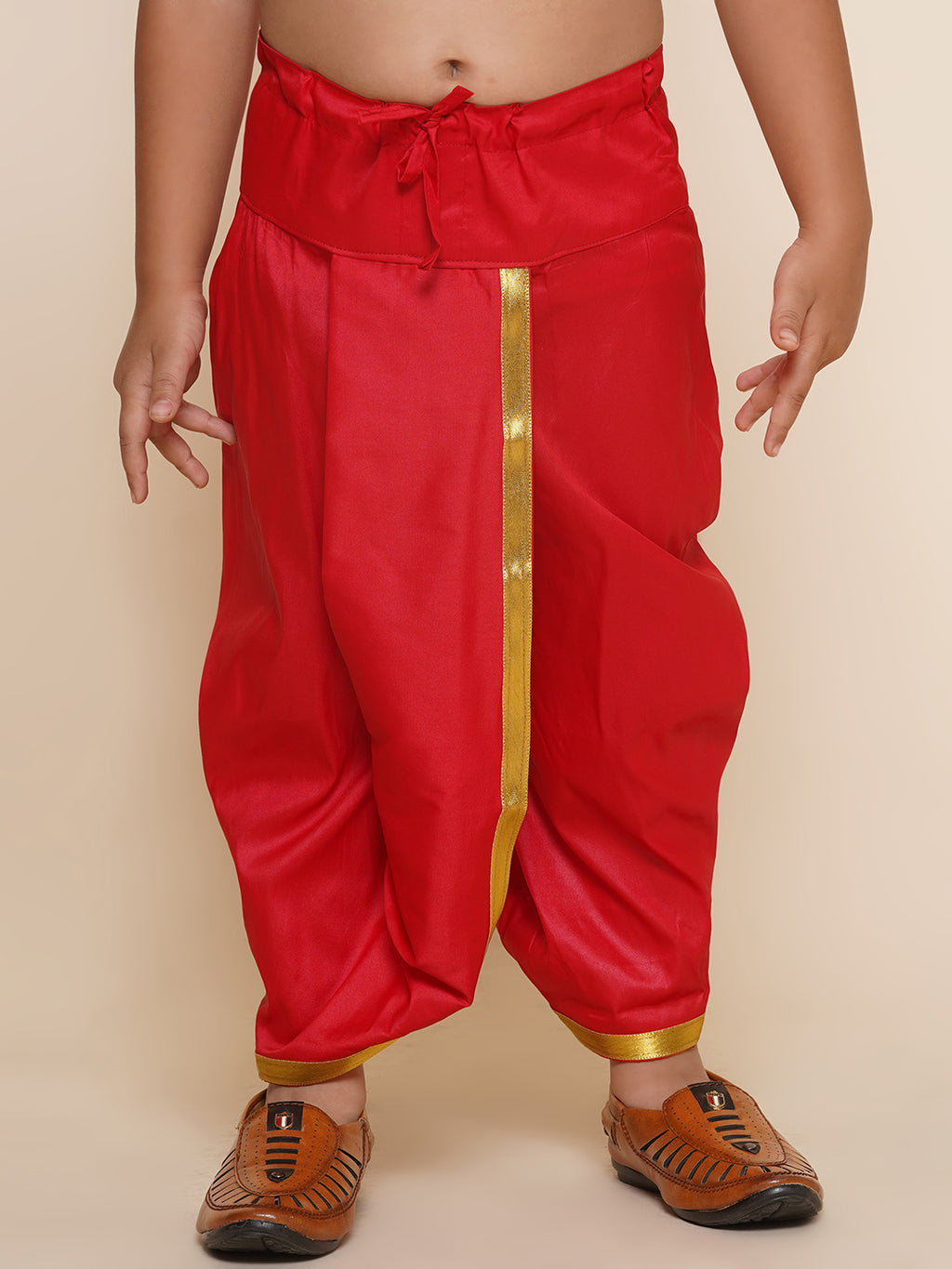 Boys Red Colour Gold Border Dhotipant – SETHUKRISHNA