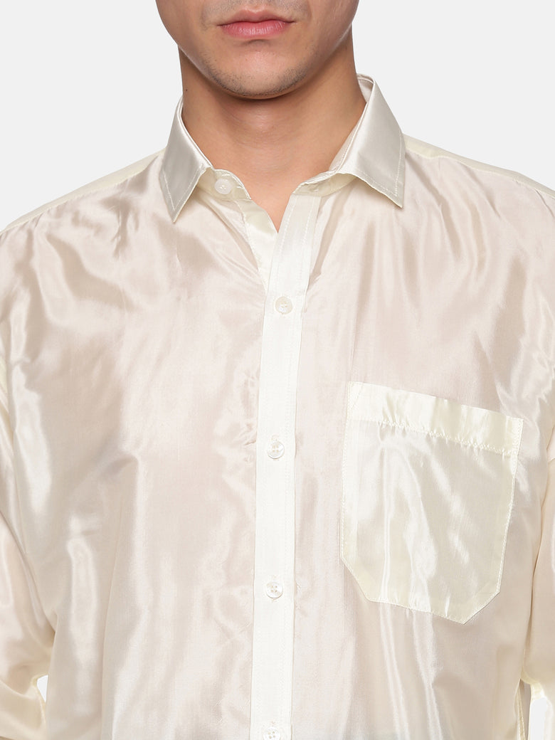 Men Full Sleeve Cream Colour Shirt and Pocket Dhoti Set – SETHUKRISHNA