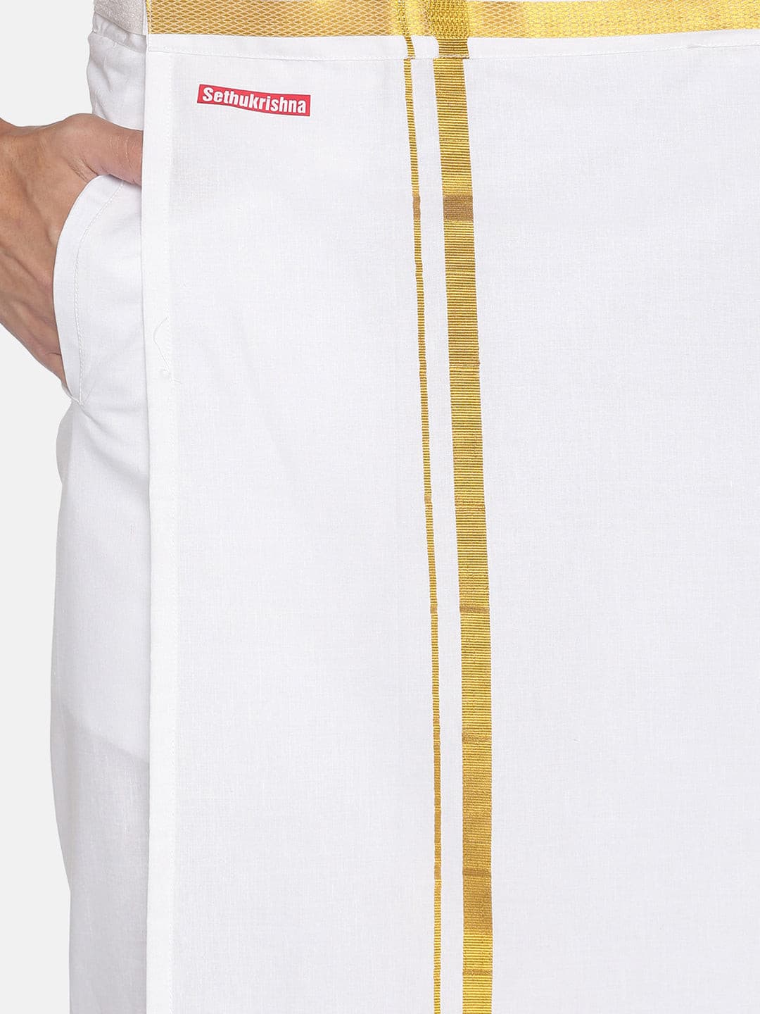 Men White Colour Cotton Readymade Pocket Dhoti – SETHUKRISHNA