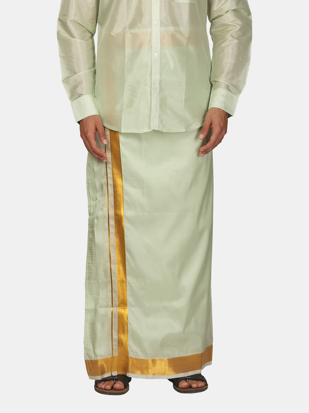 Men Artsilk Gold Zari Border Ready to Wear Pocket Dhoti – SETHUKRISHNA